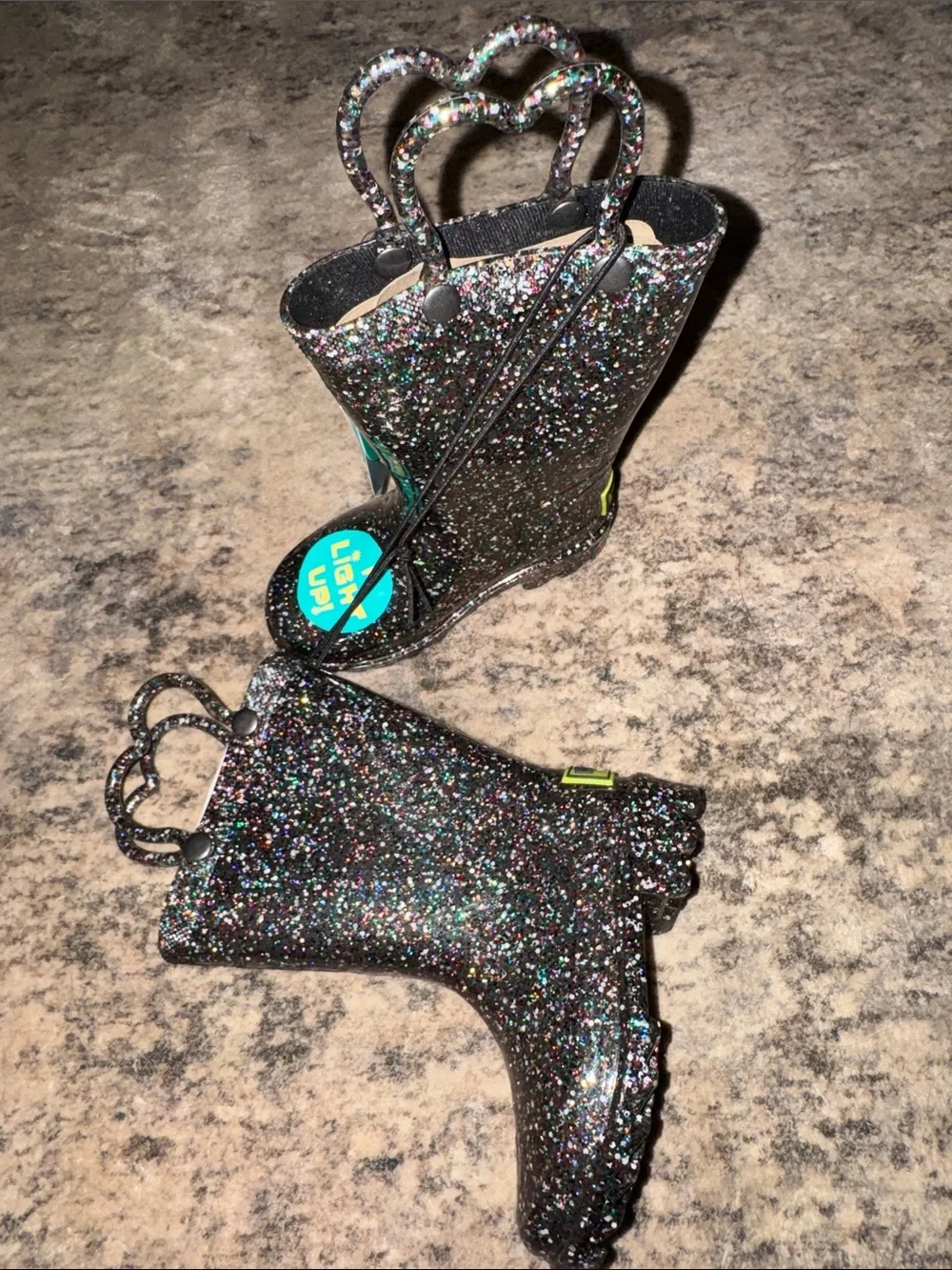 Western Chief | Shoes | Western Chief Black Glitter Lightup Girls Rain ...